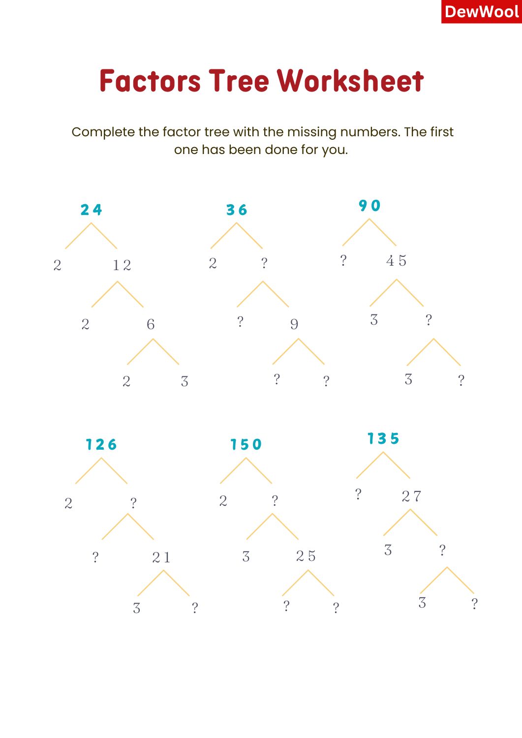 factor_tree_dewwool_worksheet | DewWool